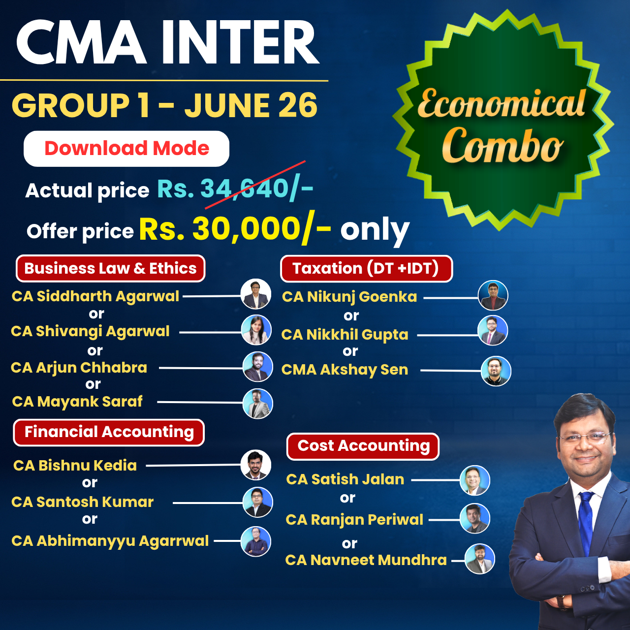 CMA Inter Group 1 Combo June 26 - Student Jaise Chahey - Download Mode - Economical