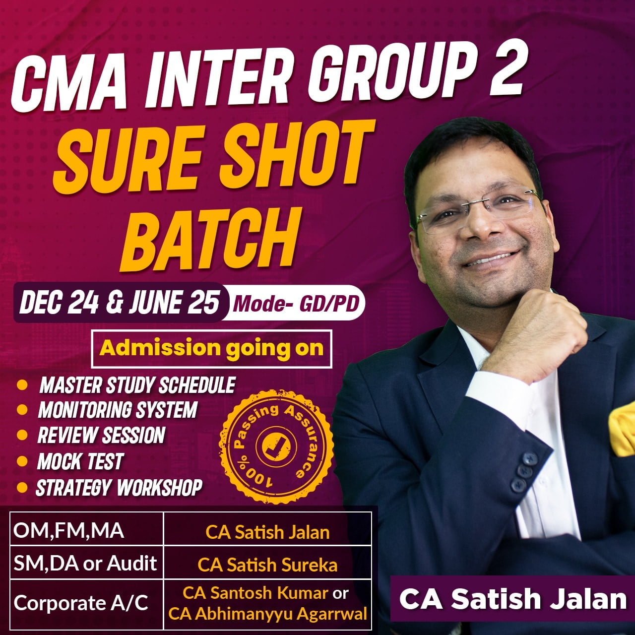 CMA Inter Group 2 Sure Shot Batch - By SJC Institute